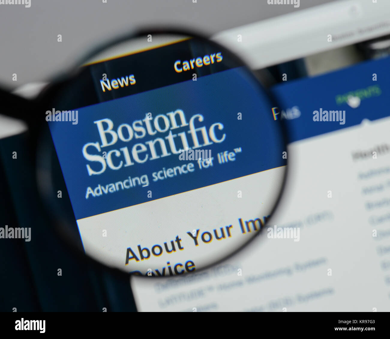 Milan, Italy - August 10, 2017: Boston Scientific logo on the website ...