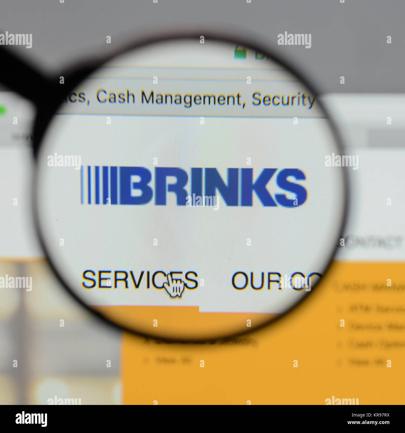 Milan, Italy - August 10, 2017: Brink's logo on the website homepage ...