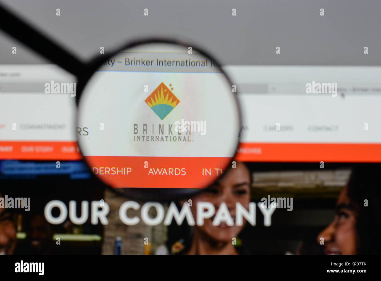 Milan, Italy - August 10, 2017: Brinker International logo on the ...