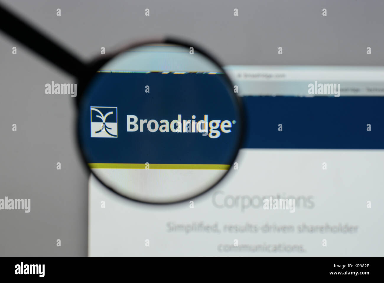 Milan, Italy - August 10, 2017: Broadridge Financial Solutions logo on ...