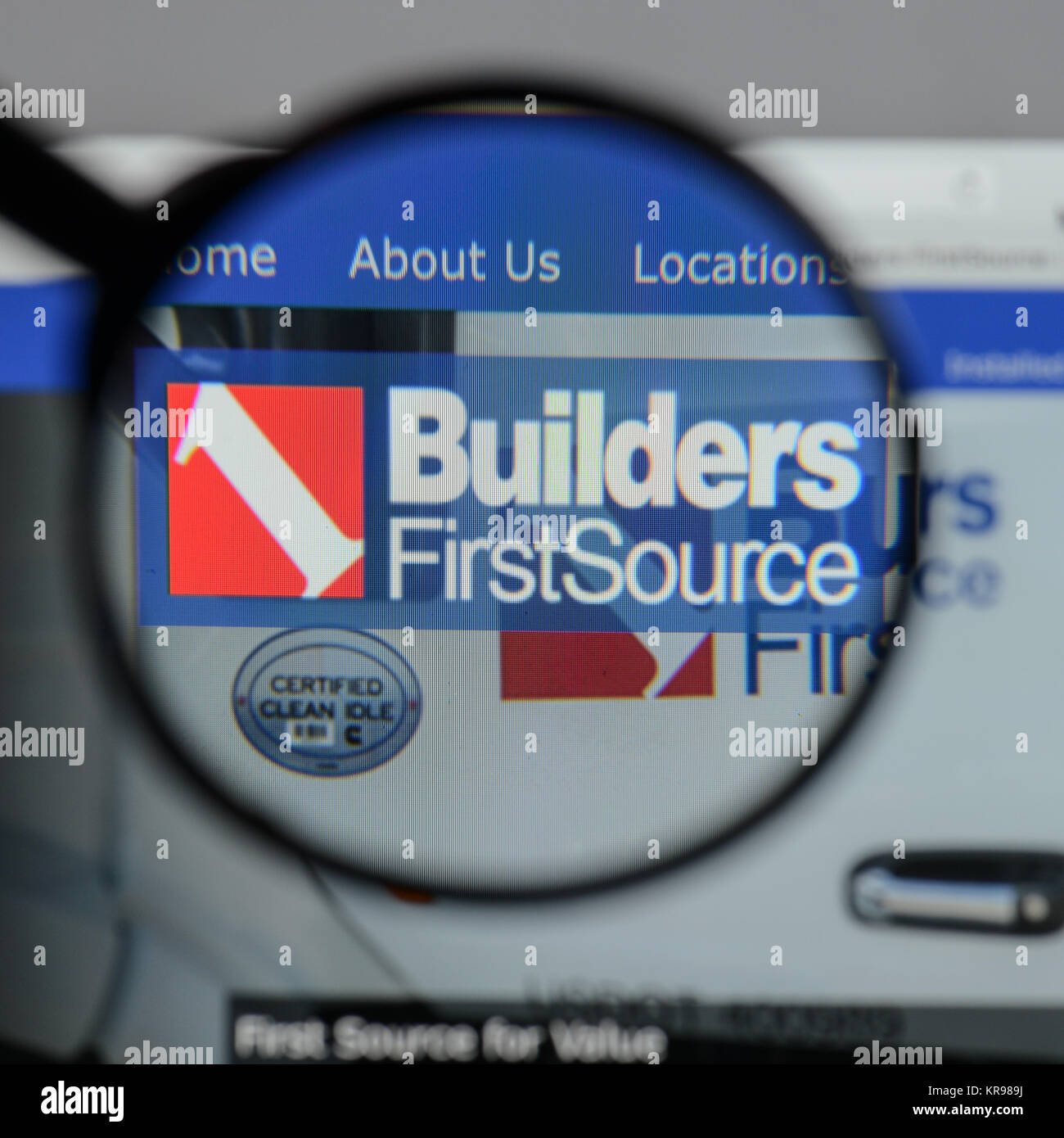 Milan, Italy - August 10, 2017: Builders First Source logo on the ...