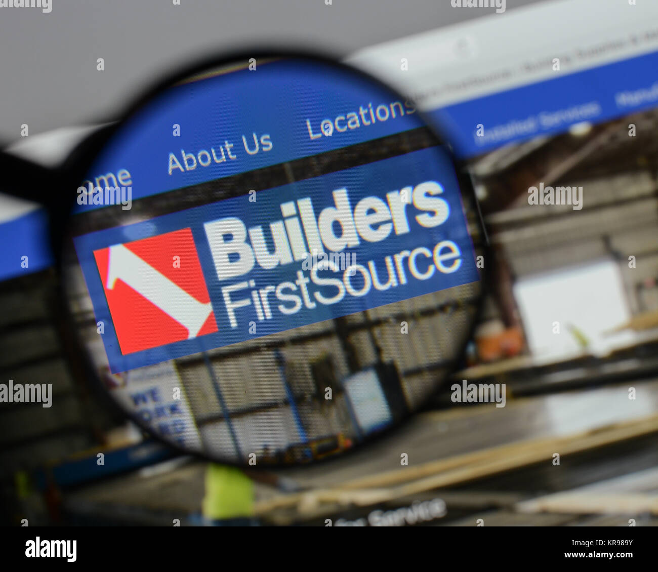 Milan, Italy - August 10, 2017: Builders First Source logo on the ...