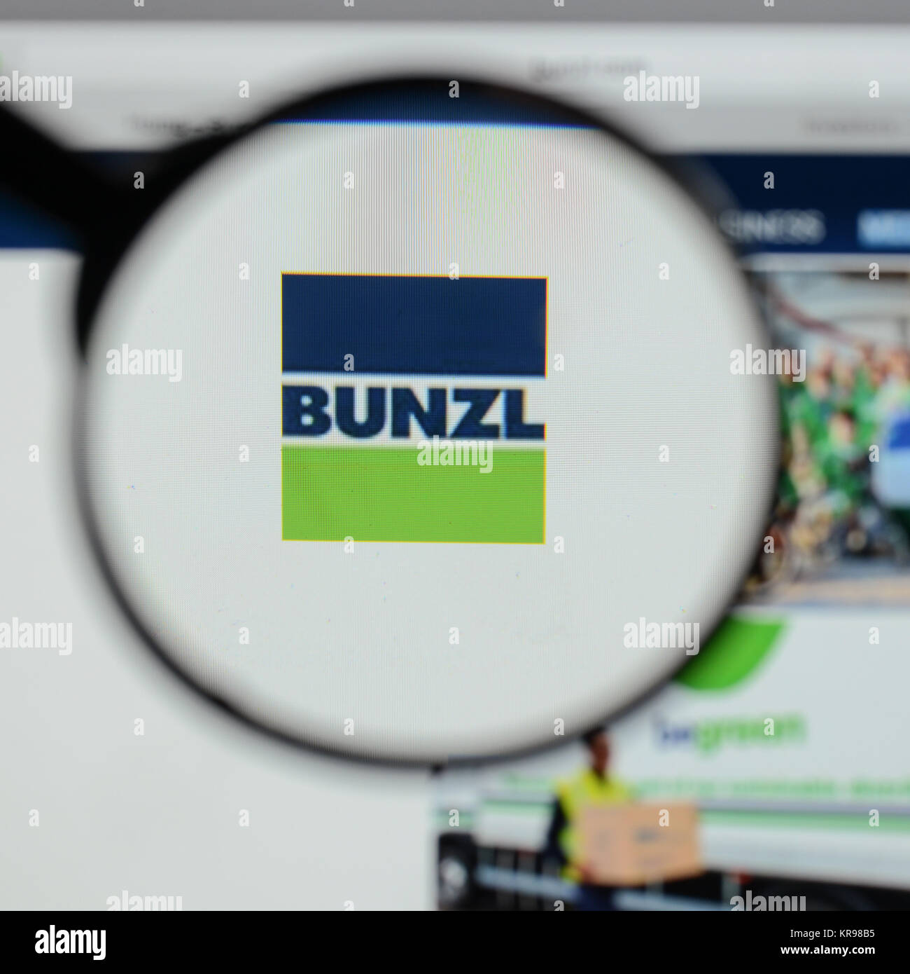 Milan, Italy - August 10, 2017: Bunzl logo on the website homepage ...