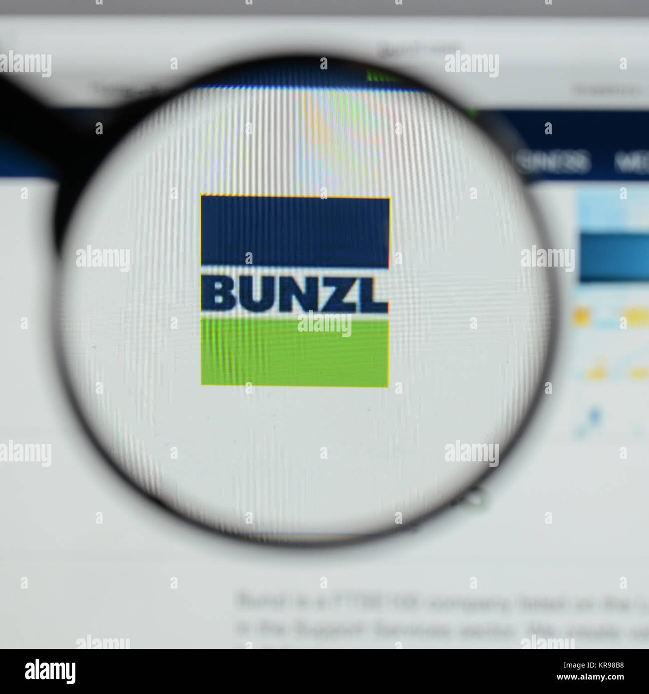 Milan, Italy - August 10, 2017: Bunzl logo on the website homepage ...