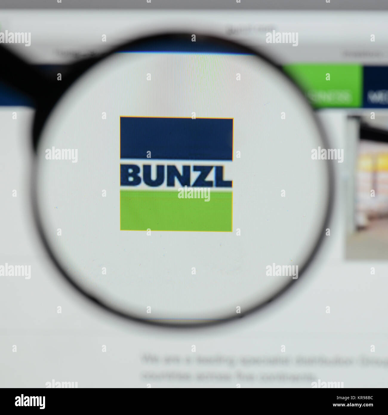 Milan, Italy - August 10, 2017: Bunzl logo on the website homepage ...