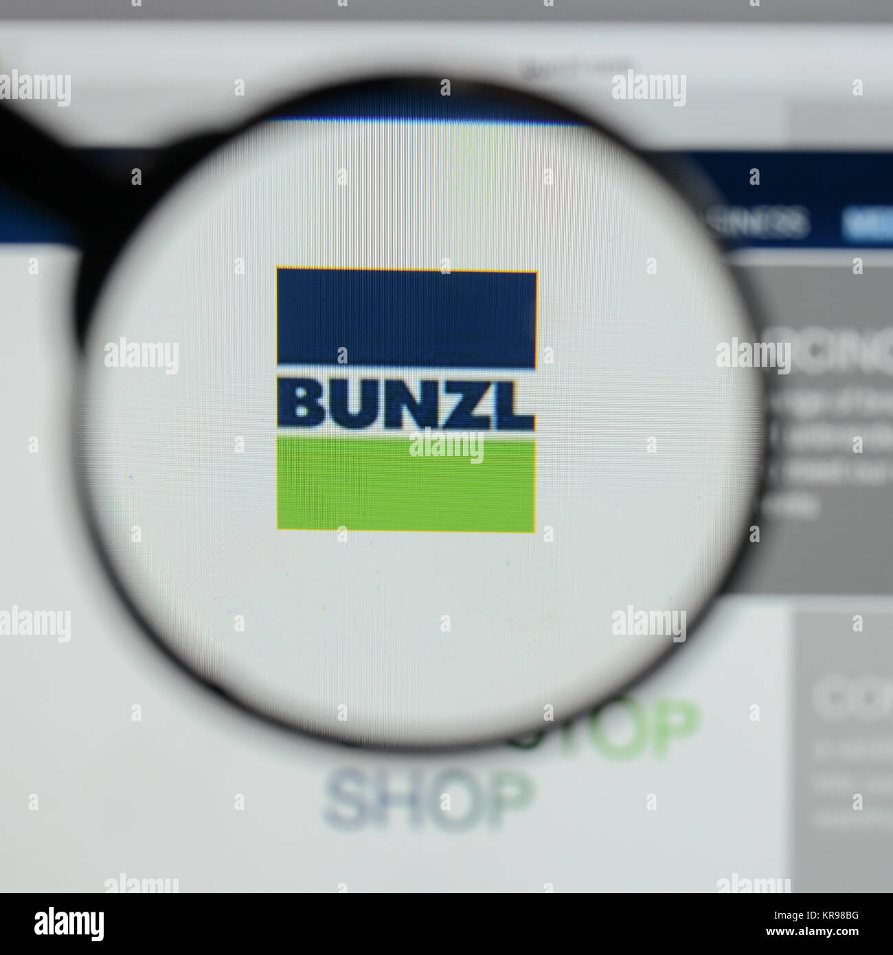 Milan, Italy - August 10, 2017: Bunzl logo on the website homepage ...