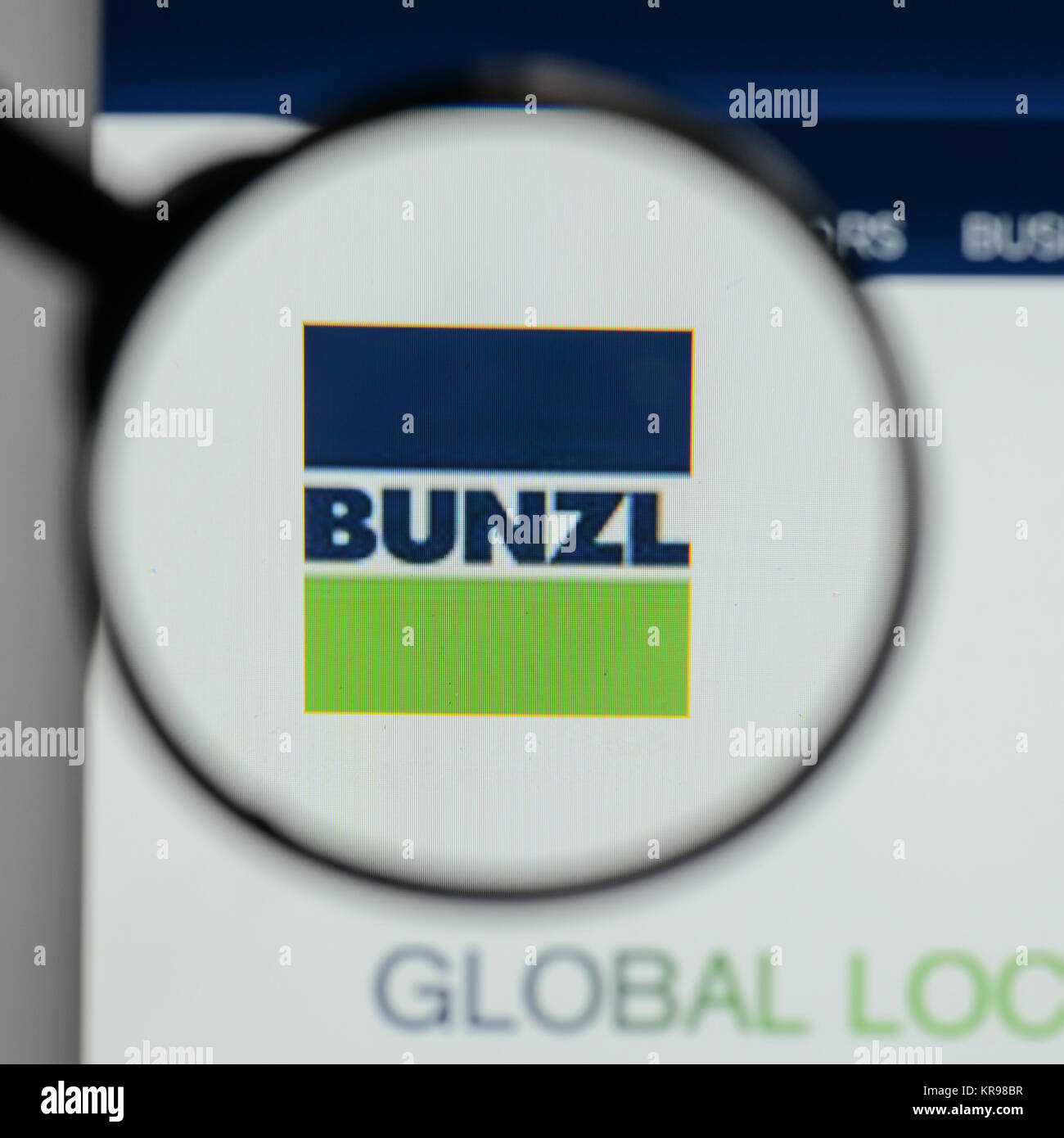 Milan, Italy - August 10, 2017: Bunzl logo on the website homepage ...