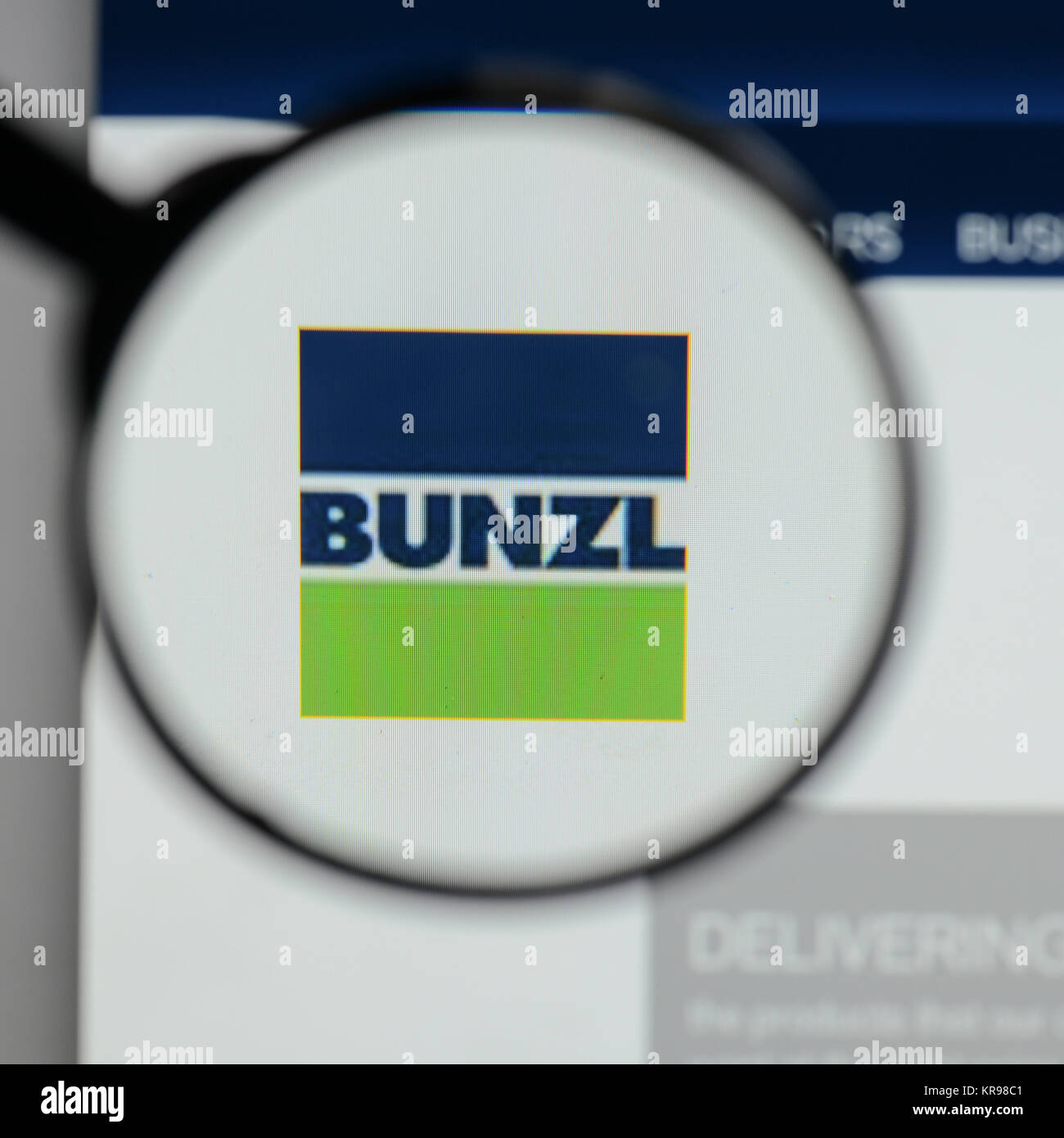 Milan, Italy - August 10, 2017: Bunzl logo on the website homepage ...