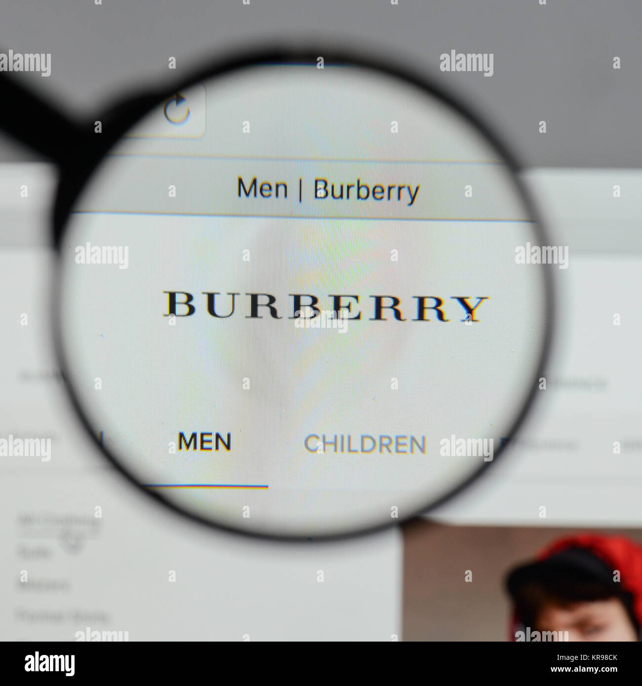 Milan, Italy - August 10, 2017: Burberry logo on the website homepage ...