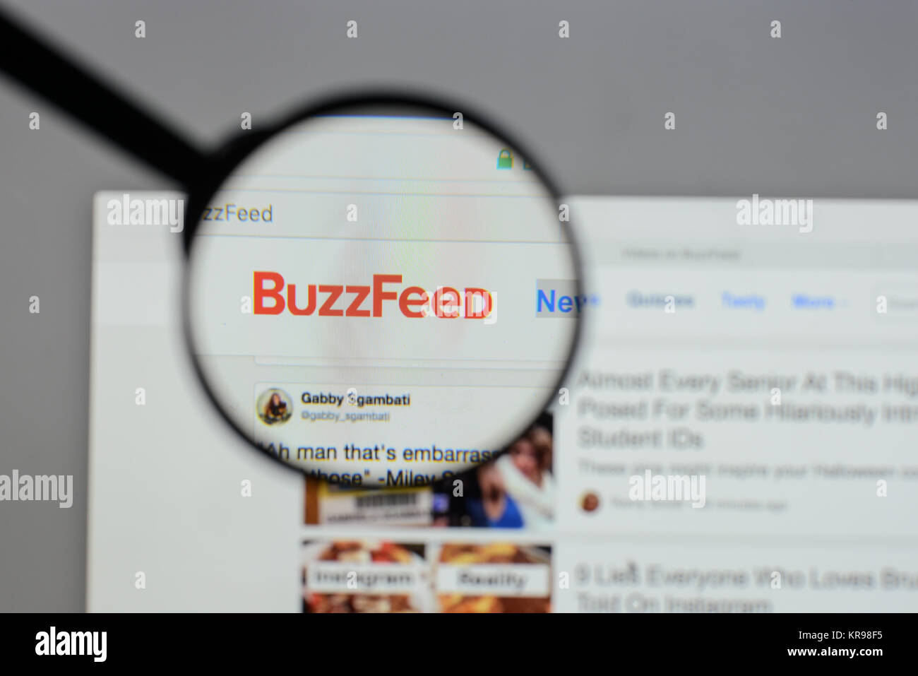 Milan, Italy - August 10, 2017: Buzzfeed logo on the website homepage ...