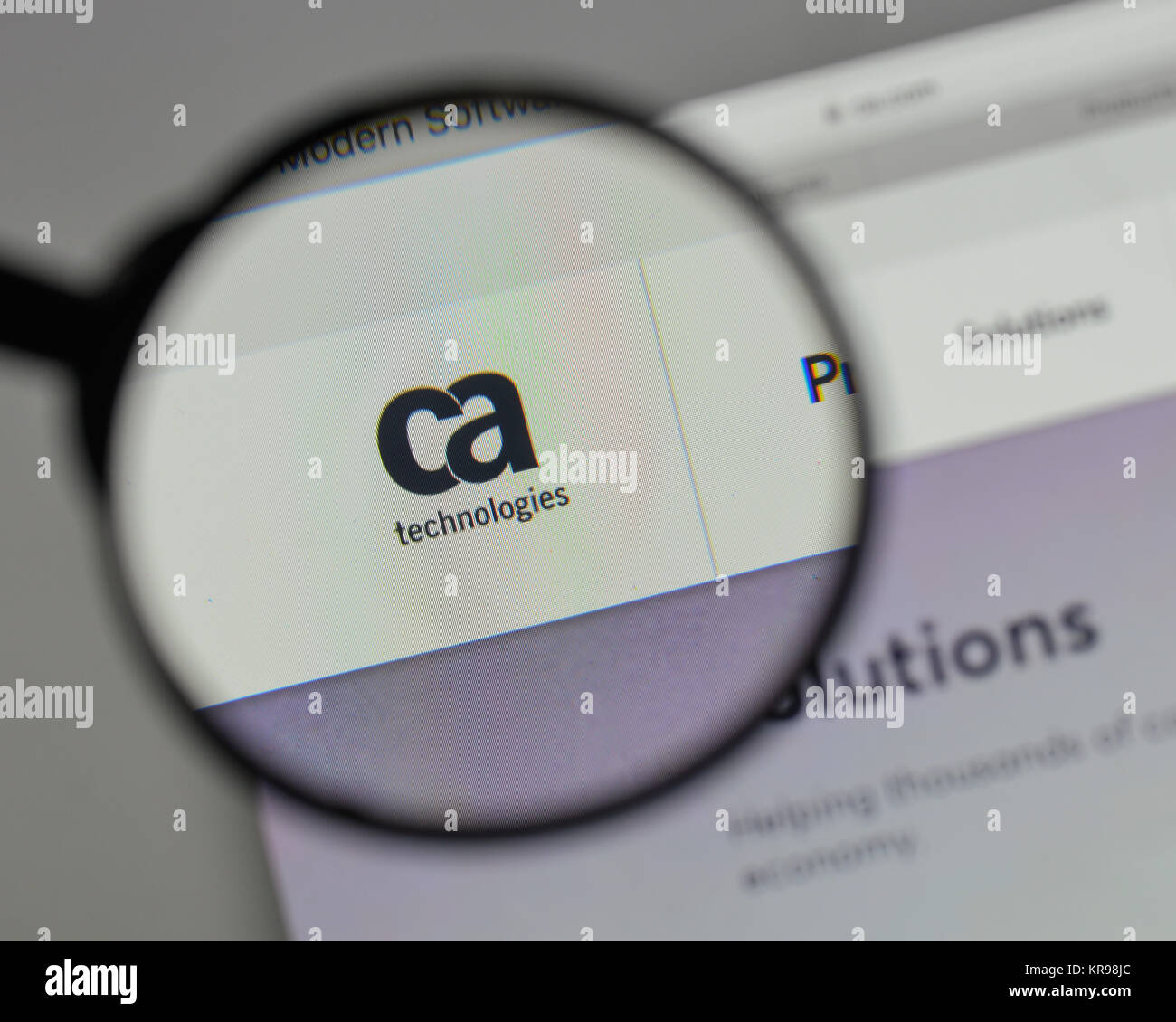 Milan, Italy - August 10, 2017: CA technologies logo on the website ...