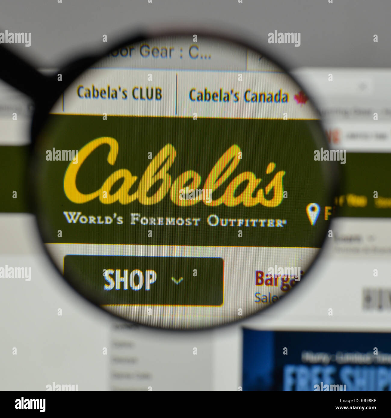 Milan, Italy - August 10, 2017: Cabela's logo on the website homepage ...