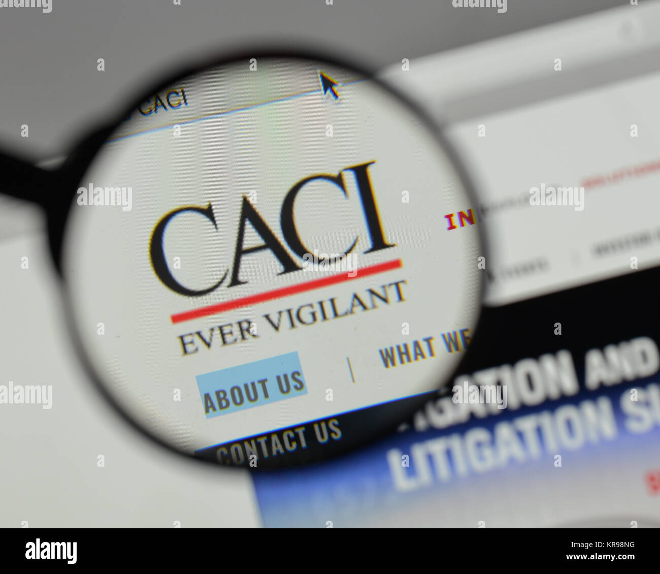 Milan, Italy - August 10, 2017: CACI International logo on the website ...