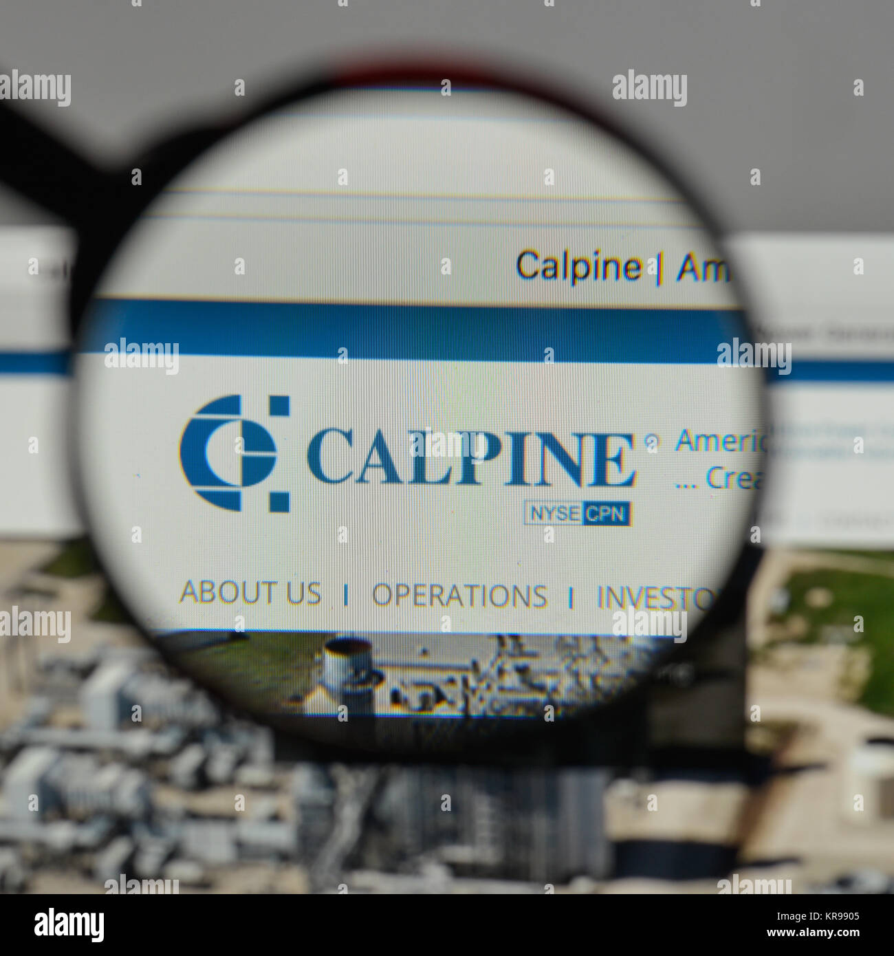 Milan, Italy - August 10, 2017: Calpine logo on the website homepage ...