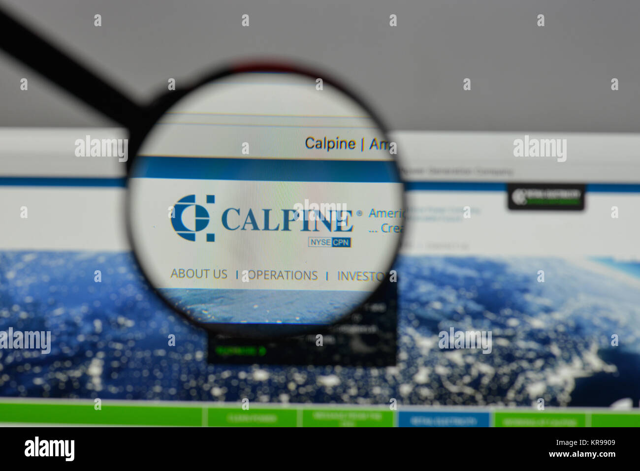 Milan, Italy - August 10, 2017: Calpine logo on the website homepage ...