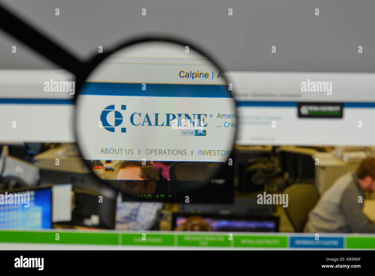 Milan, Italy - August 10, 2017: Calpine logo on the website homepage ...