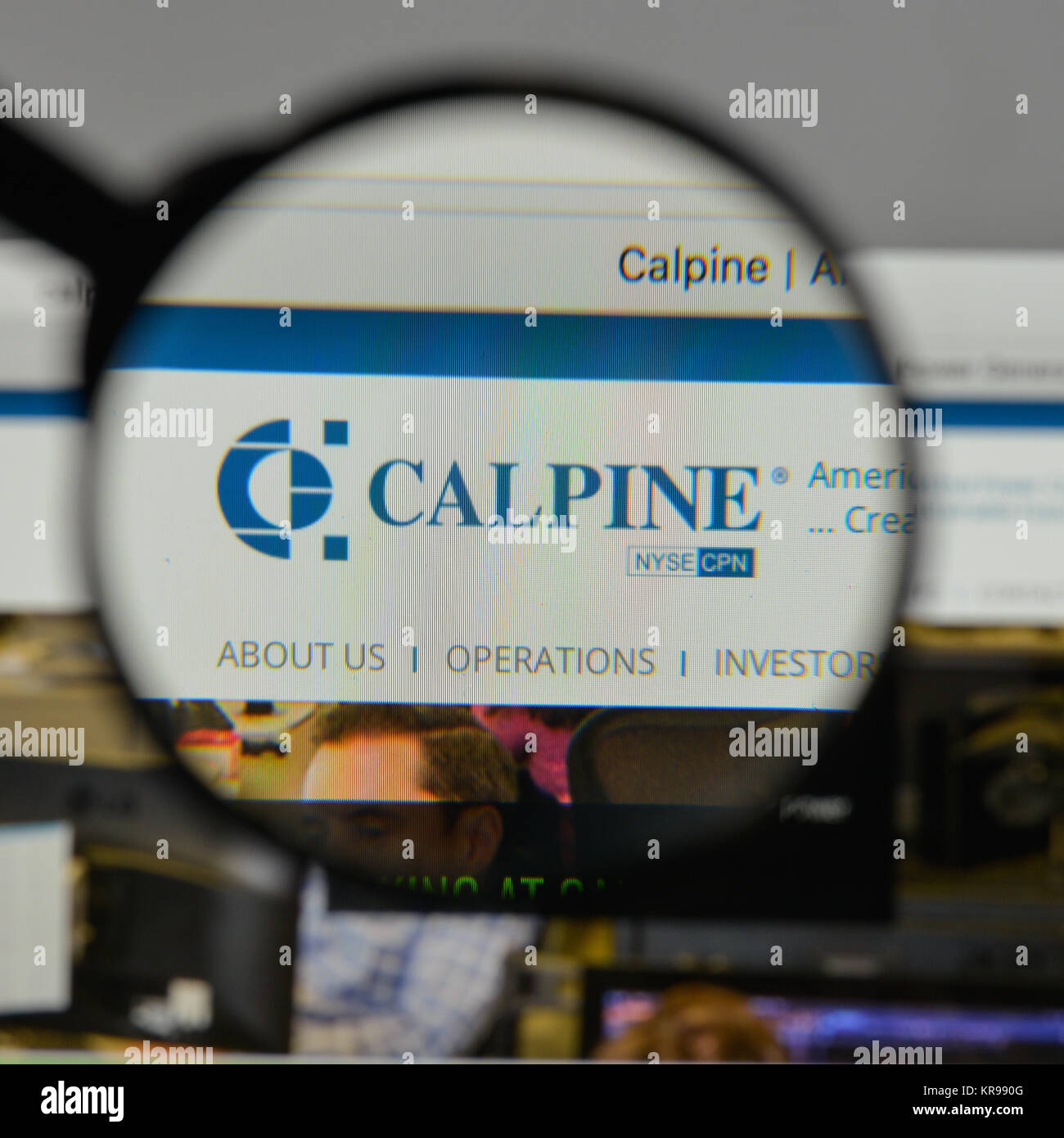 Milan, Italy - August 10, 2017: Calpine logo on the website homepage ...