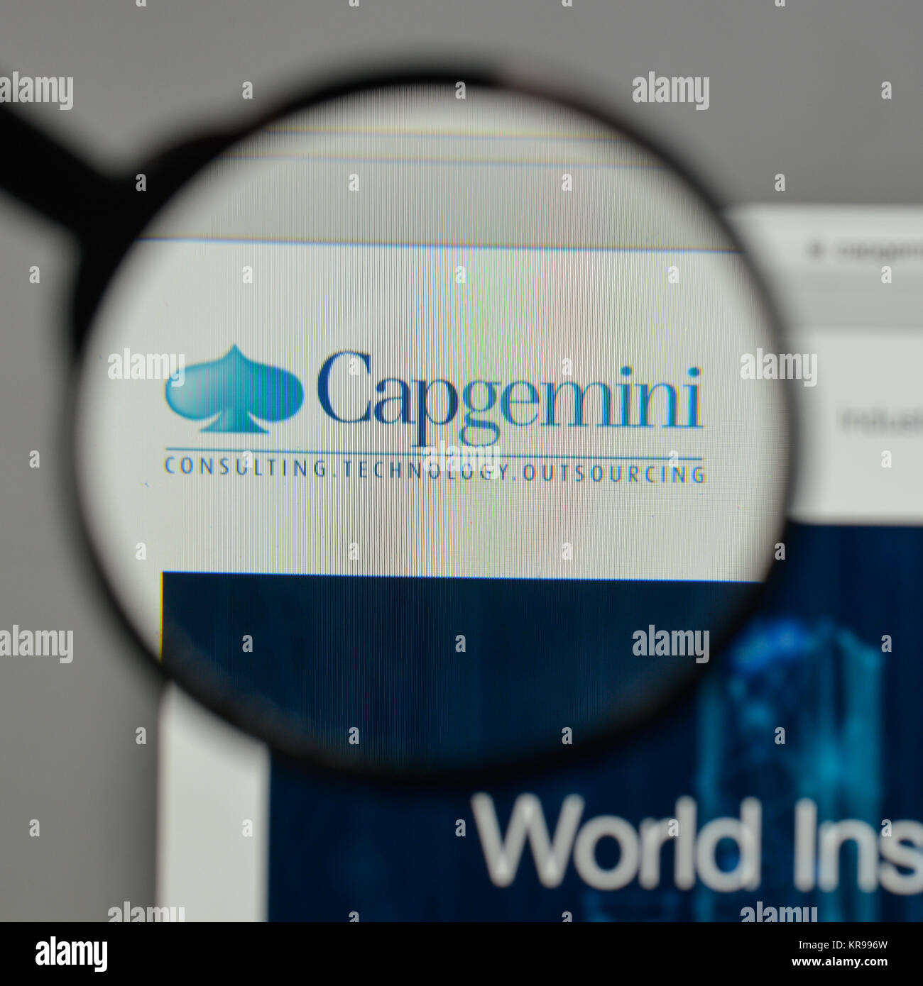 Milan, Italy - August 10, 2017: Capgemini logo on the website homepage ...