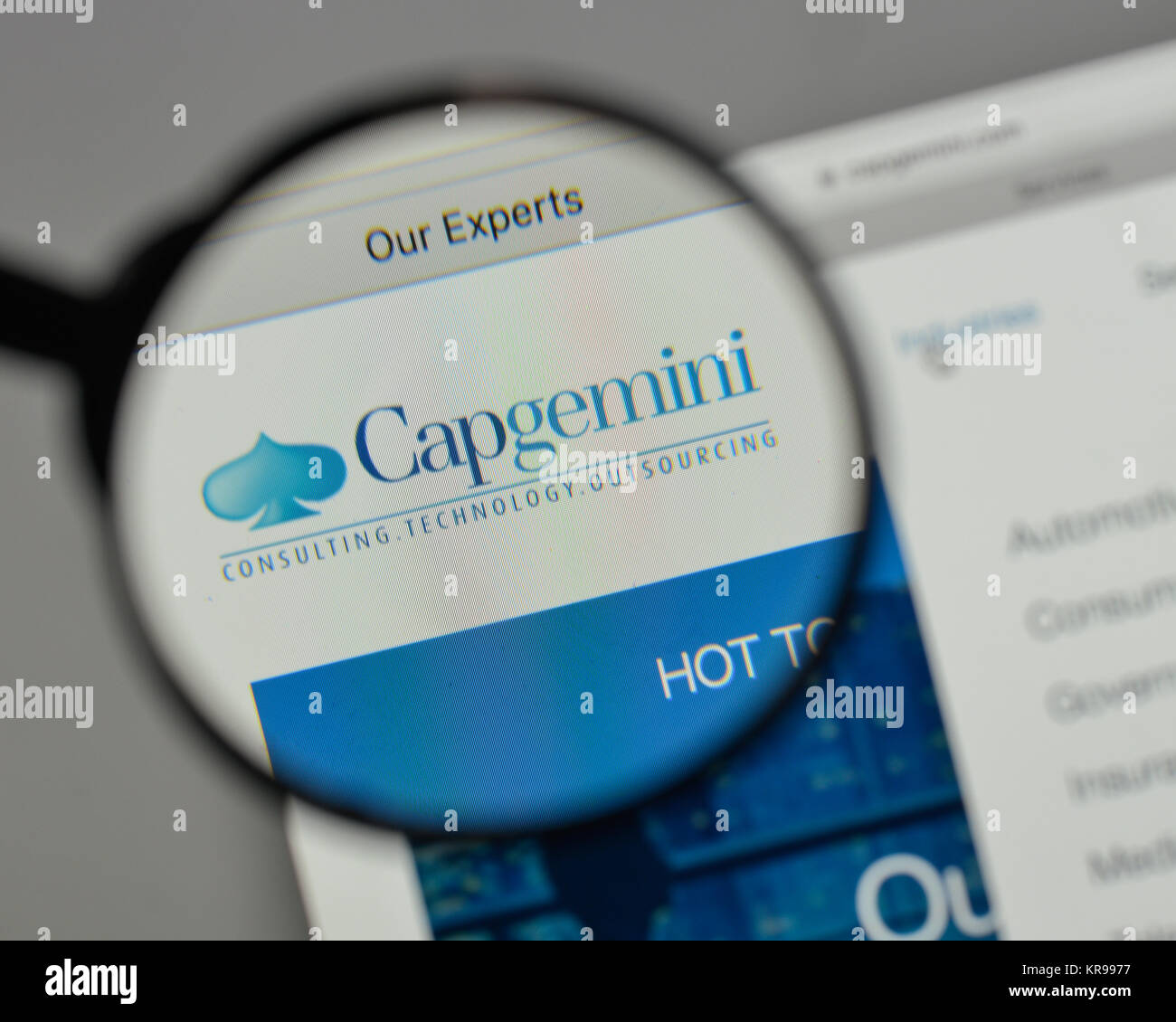 Milan, Italy - August 10, 2017: Capgemini logo on the website homepage ...