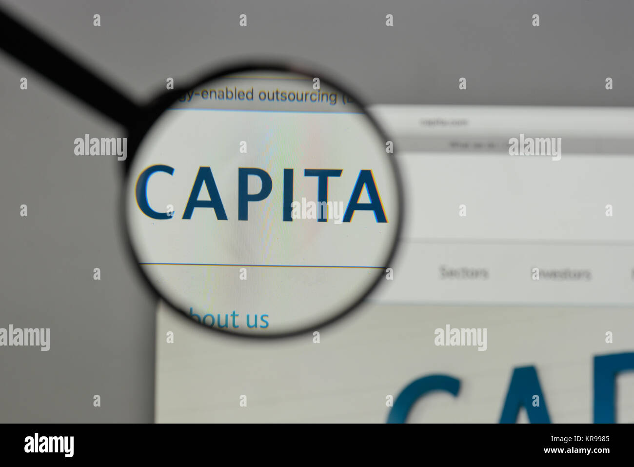 Milan, Italy - August 10, 2017: Capita logo on the website homepage ...
