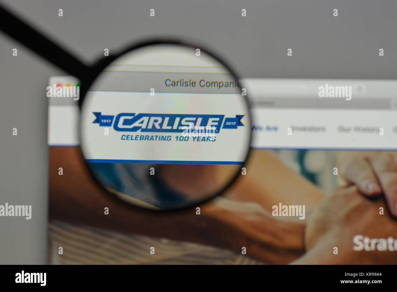 Milan, Italy - August 10, 2017: Carlisle logo on the website homepage ...