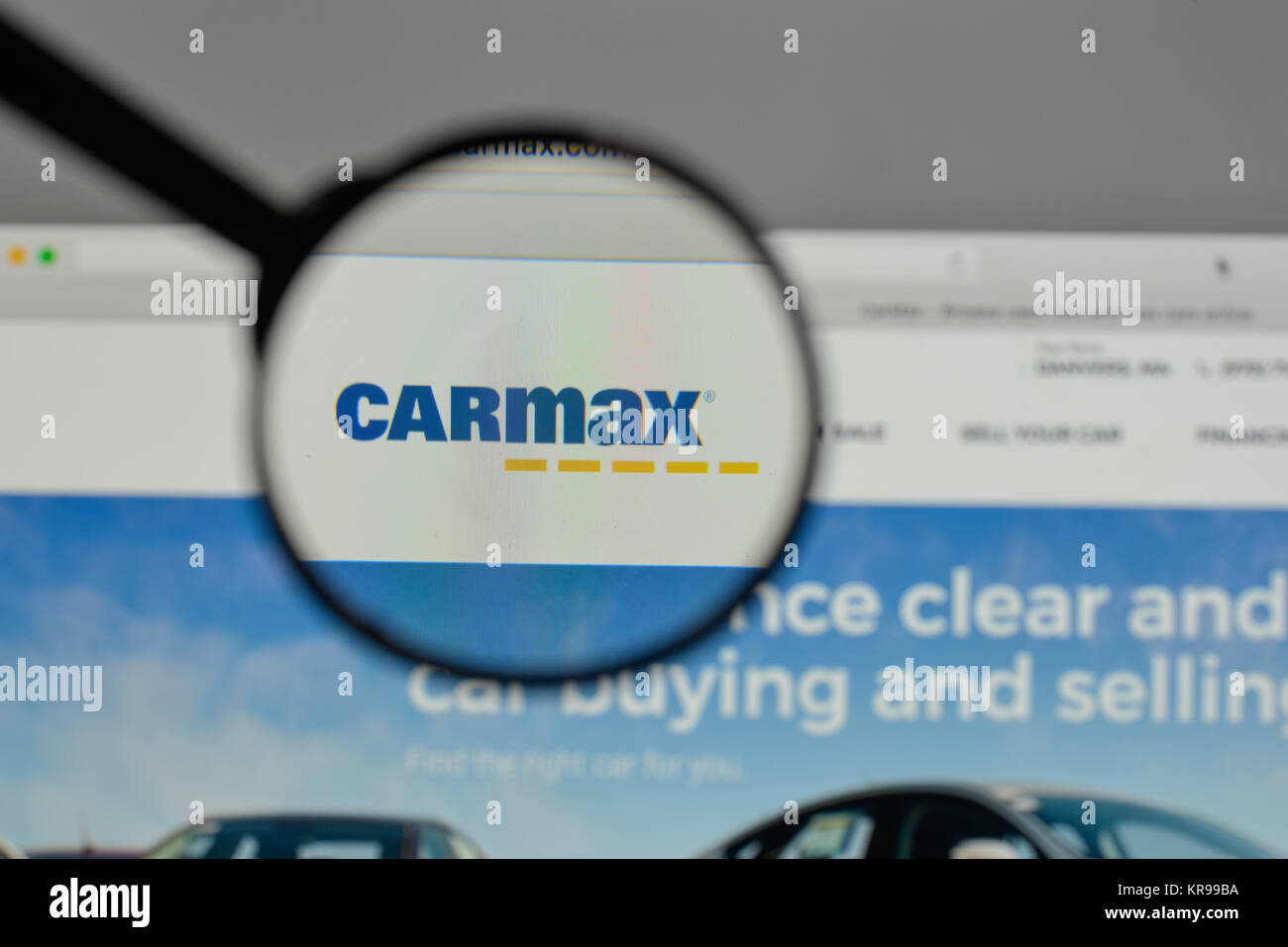 Milan, Italy - August 10, 2017: Carmax logo on the website homepage ...