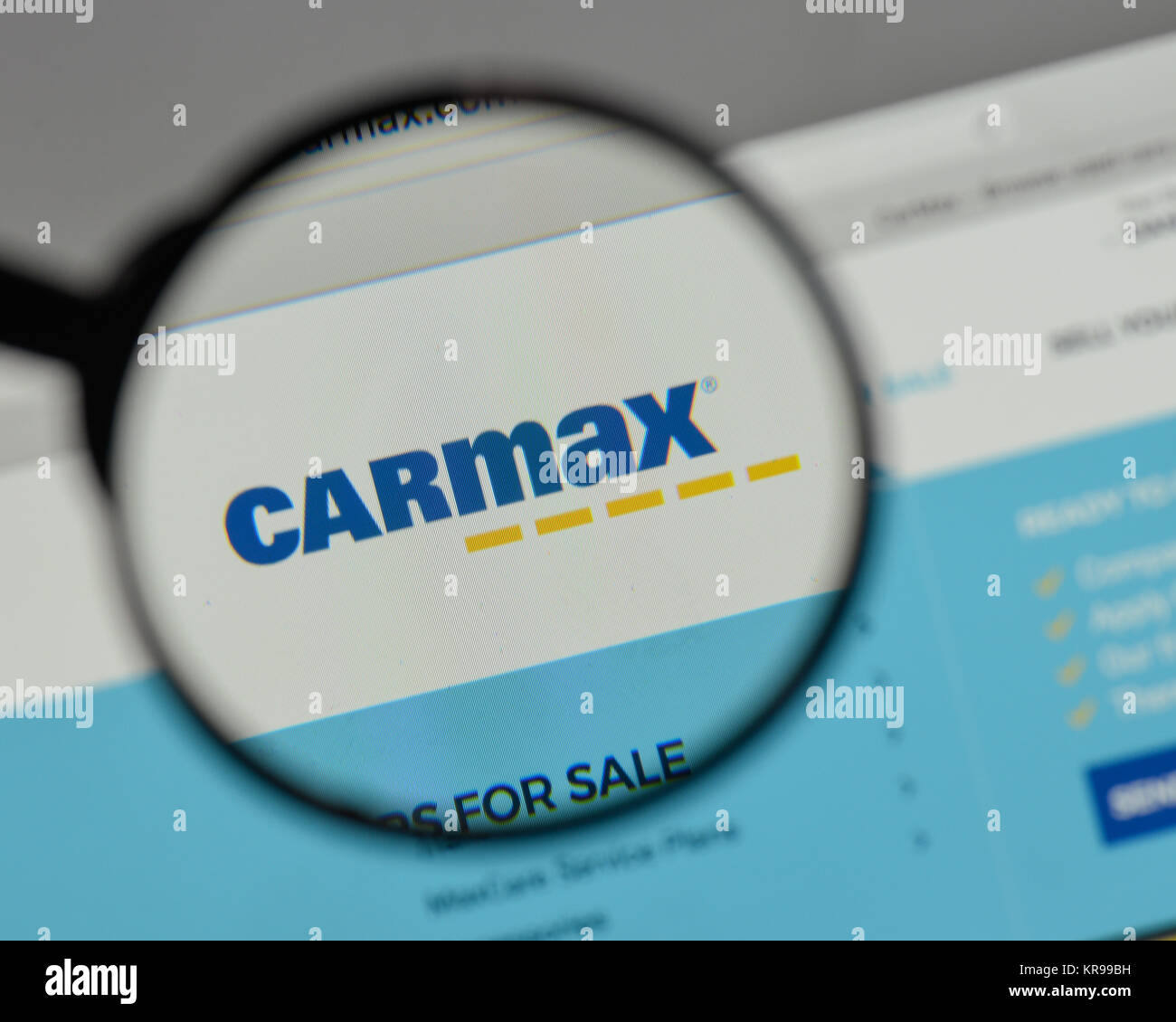 Milan, Italy - August 10, 2017: Carmax logo on the website homepage ...