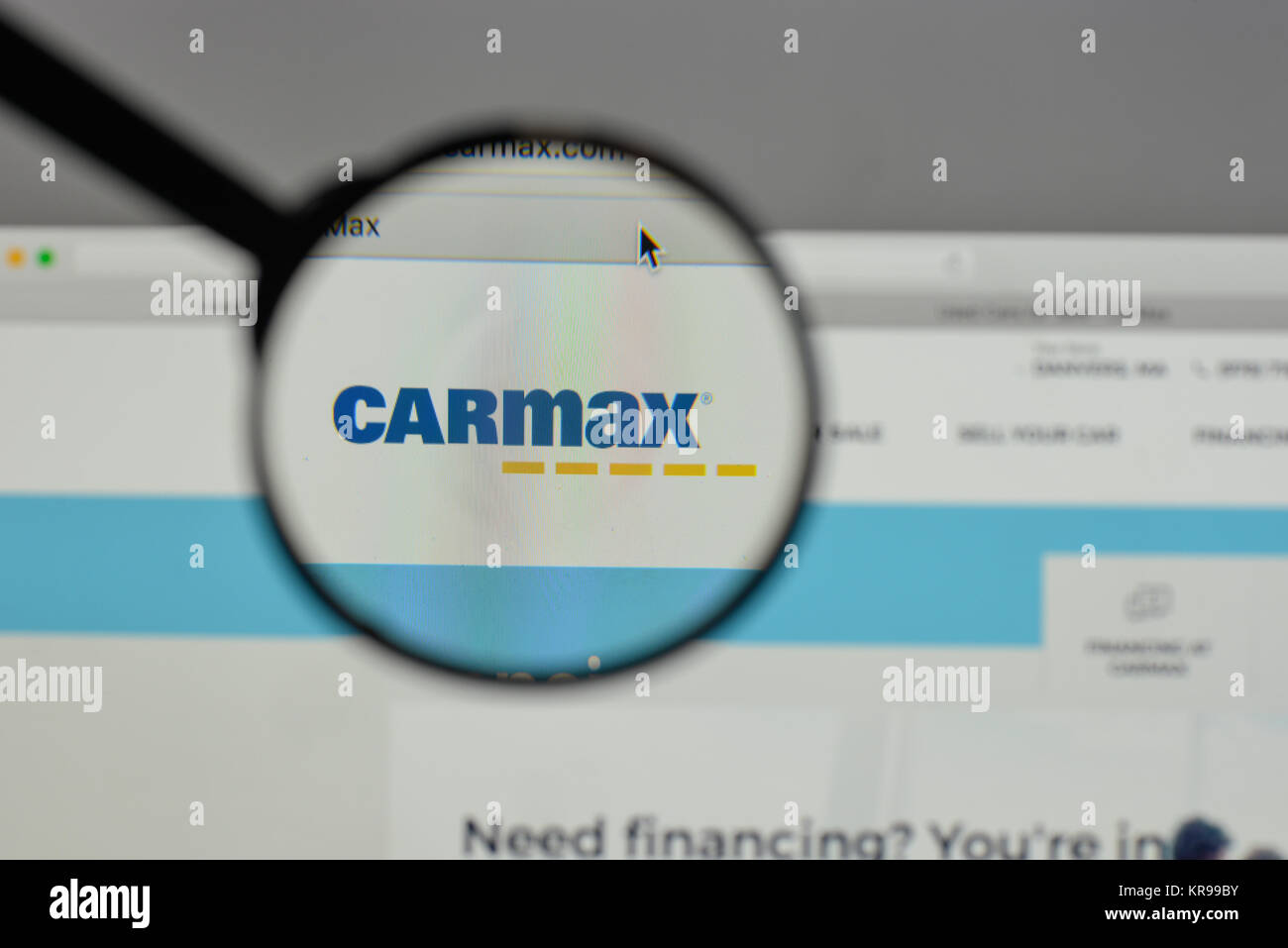 Milan, Italy - August 10, 2017: Carmax logo on the website homepage ...