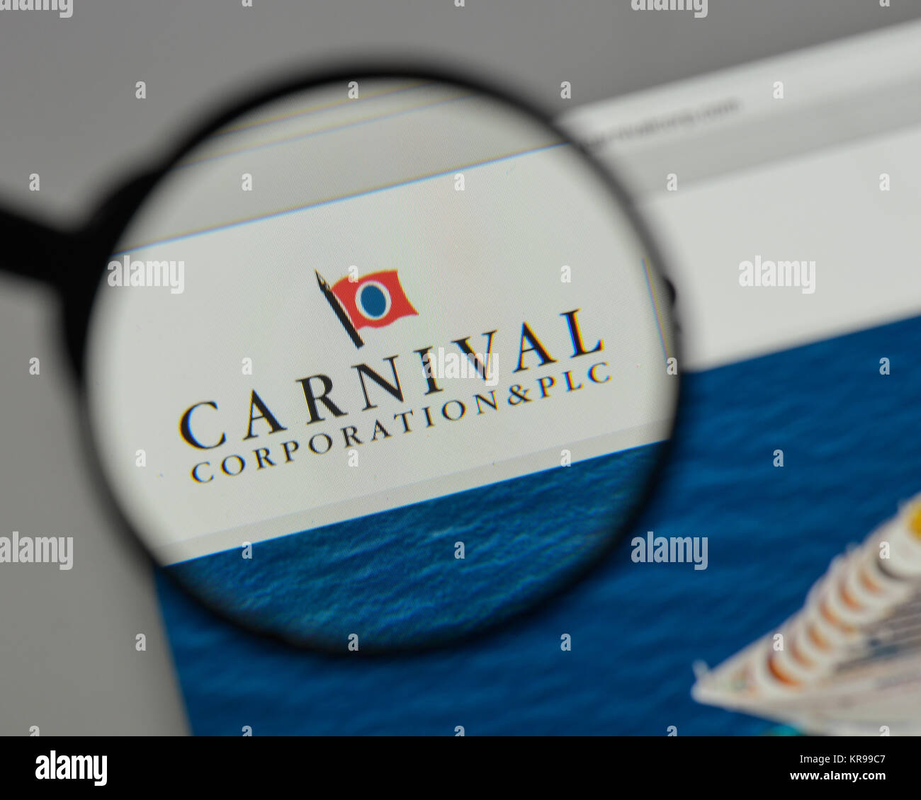 Milan, Italy - August 10, 2017: Carnival Corporation & plc logo on the ...