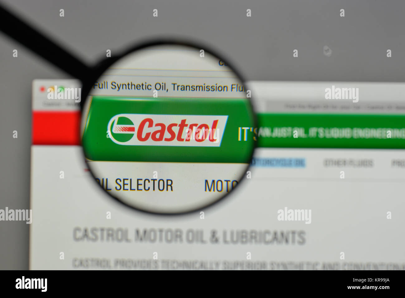 Milan, Italy - August 10, 2017: Castrol logo on the website homepage ...