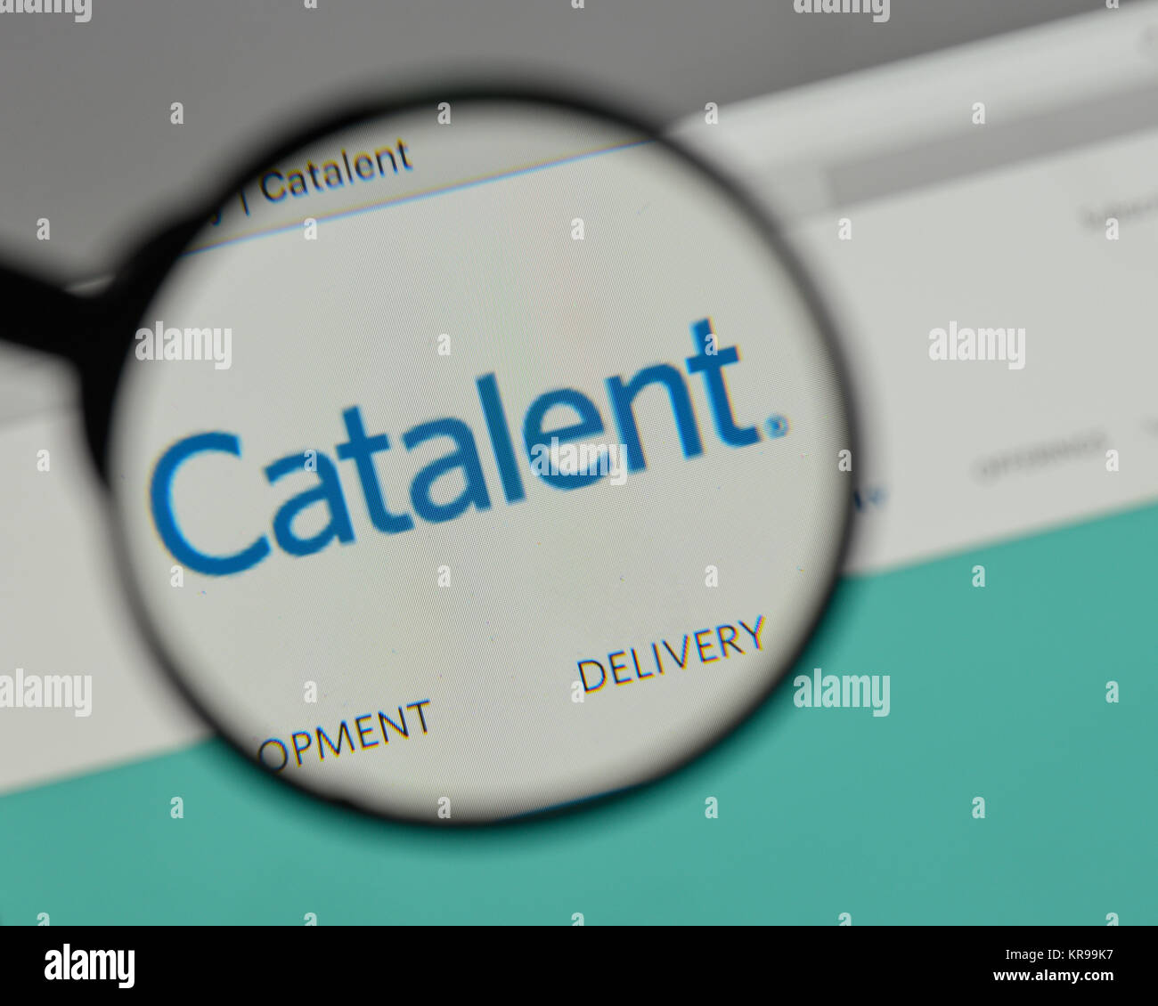 Milan, Italy - August 10, 2017: Catalent logo on the website homepage ...