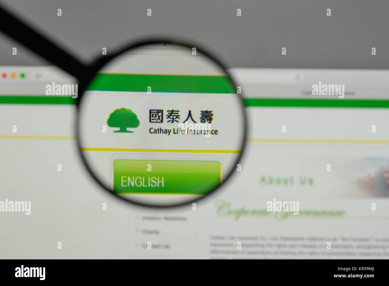 Milan, Italy - August 10, 2017: Cathay Life Insurance logo on the ...