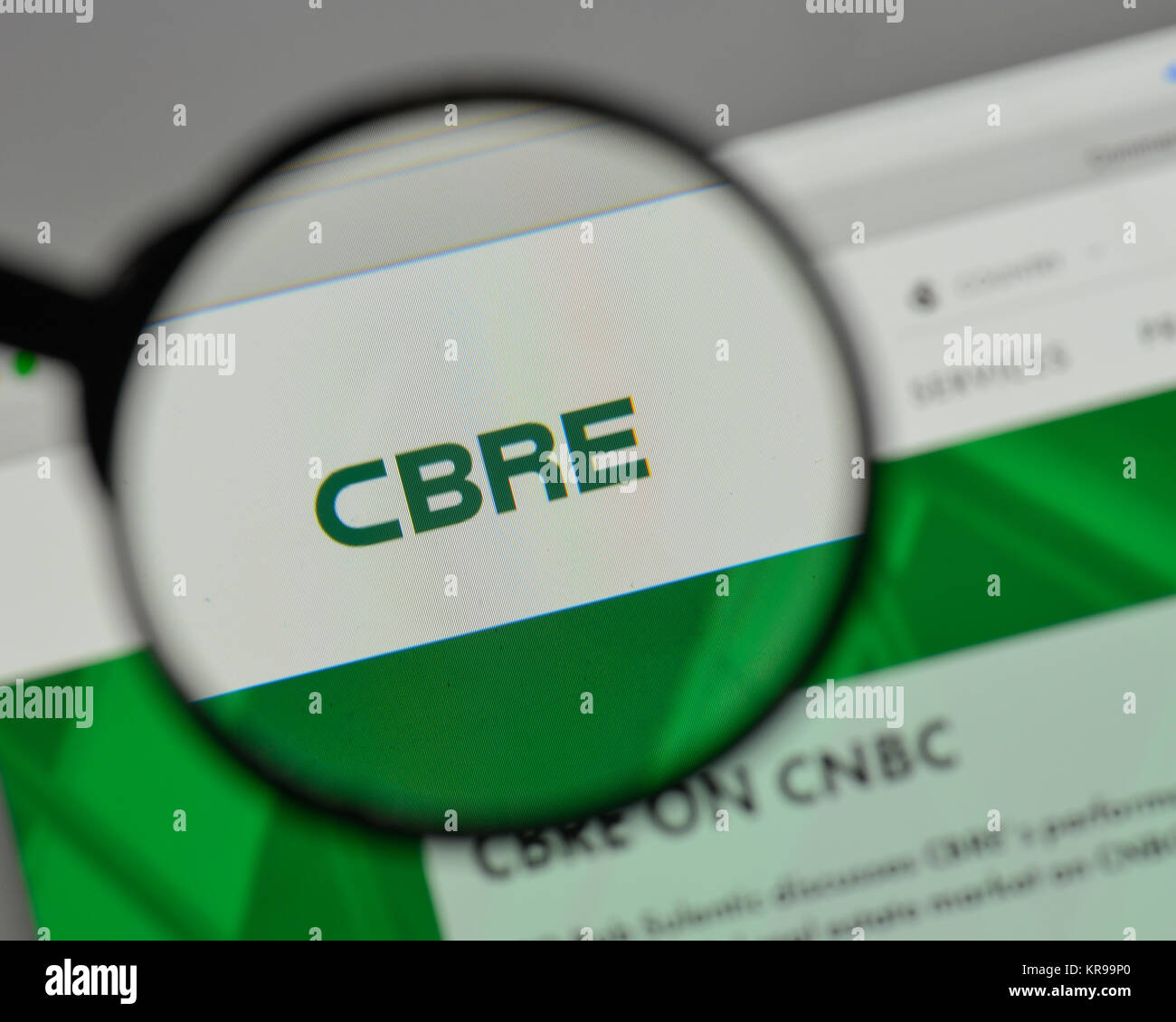 Milan, Italy - August 10, 2017: CBRE Group logo on the website homepage ...