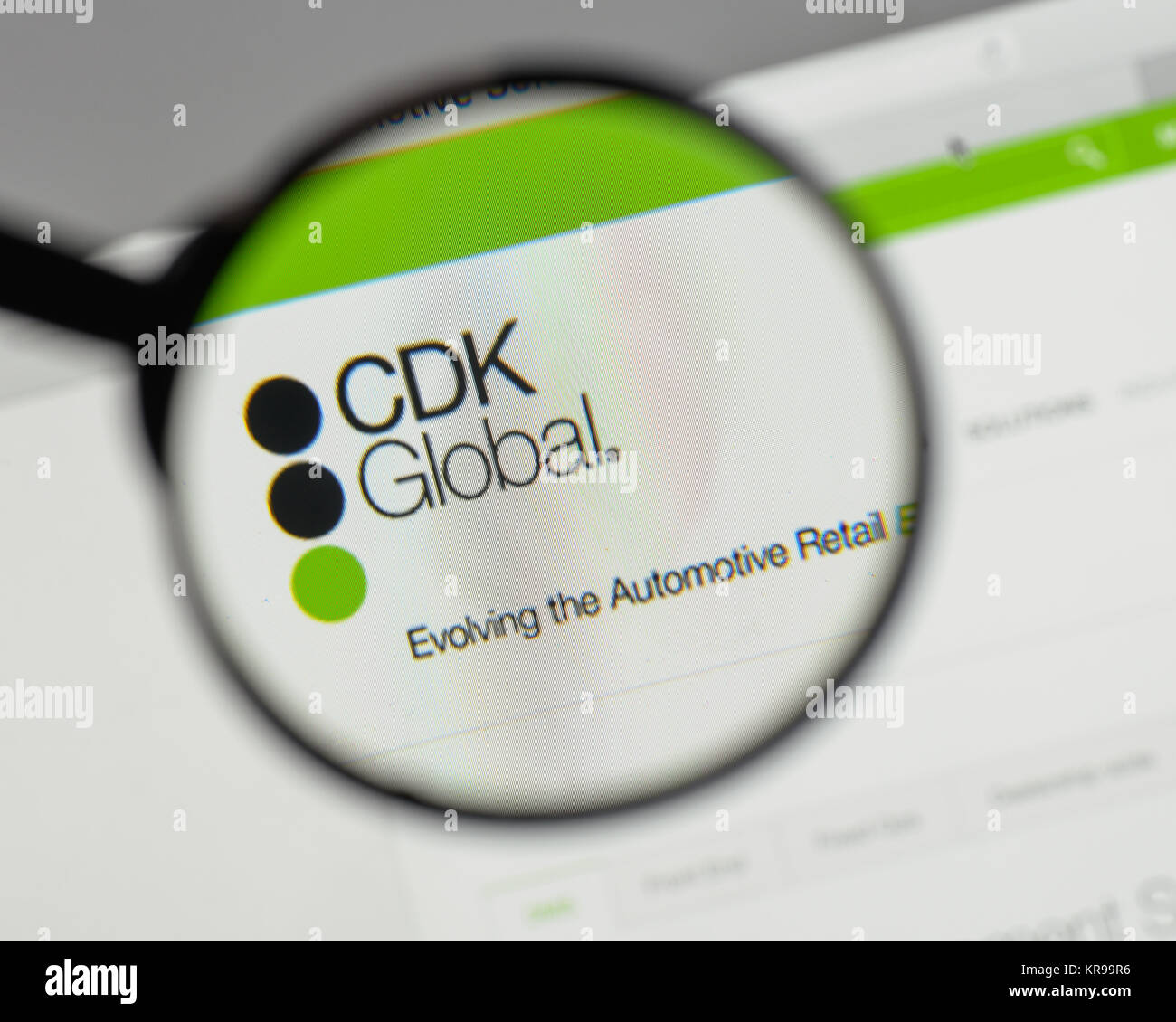 Milan, Italy - August 10, 2017: CDK Global logo on the website homepage ...