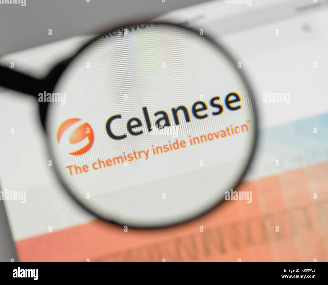 Milan, Italy - August 10, 2017: Celanese logo on the website homepage ...