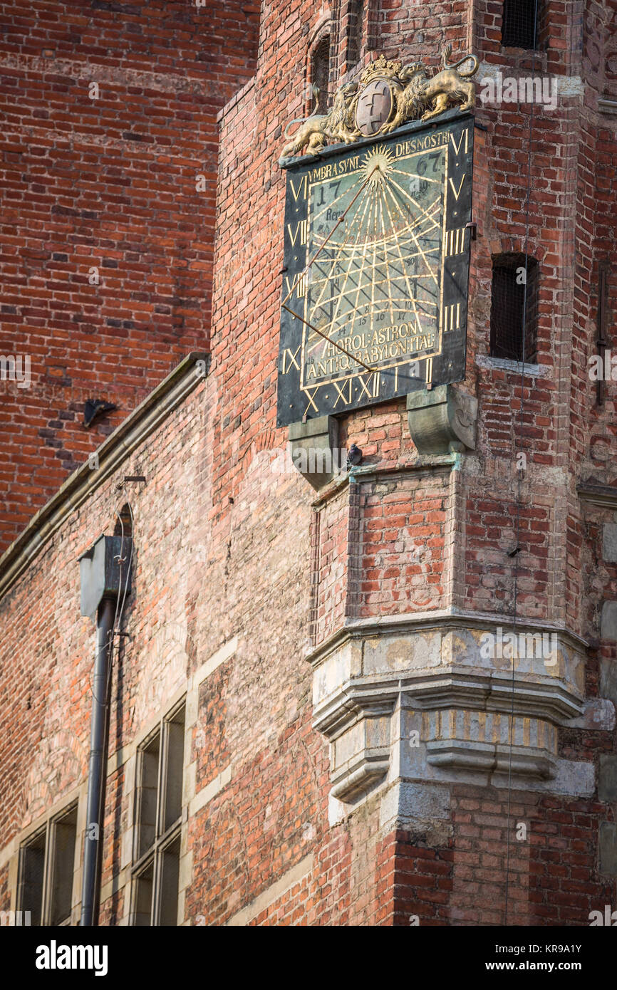 sundial at the gdansk city hall - poland Stock Photo - Alamy