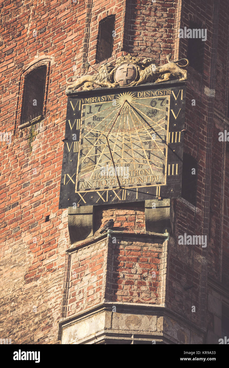 sundial at the gdansk city hall - poland Stock Photo - Alamy