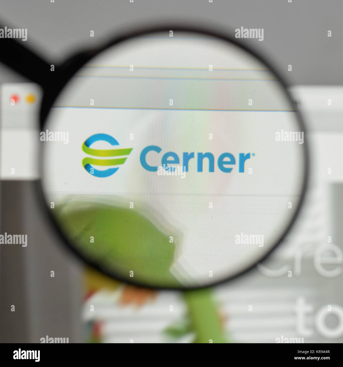 Milan, Italy - August 10, 2017: Cerner logo on the website homepage ...