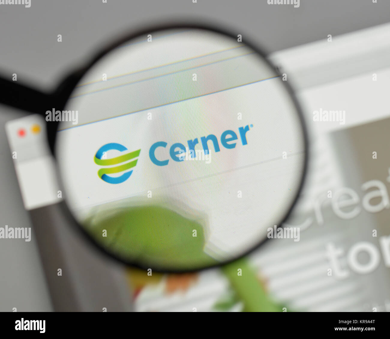 Milan, Italy - August 10, 2017: Cerner logo on the website homepage ...