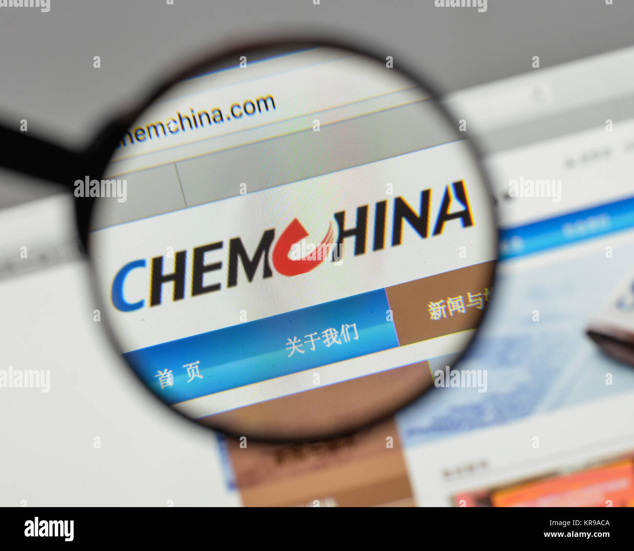 Milan, Italy - August 10, 2017: Chem China logo on the website homepage ...