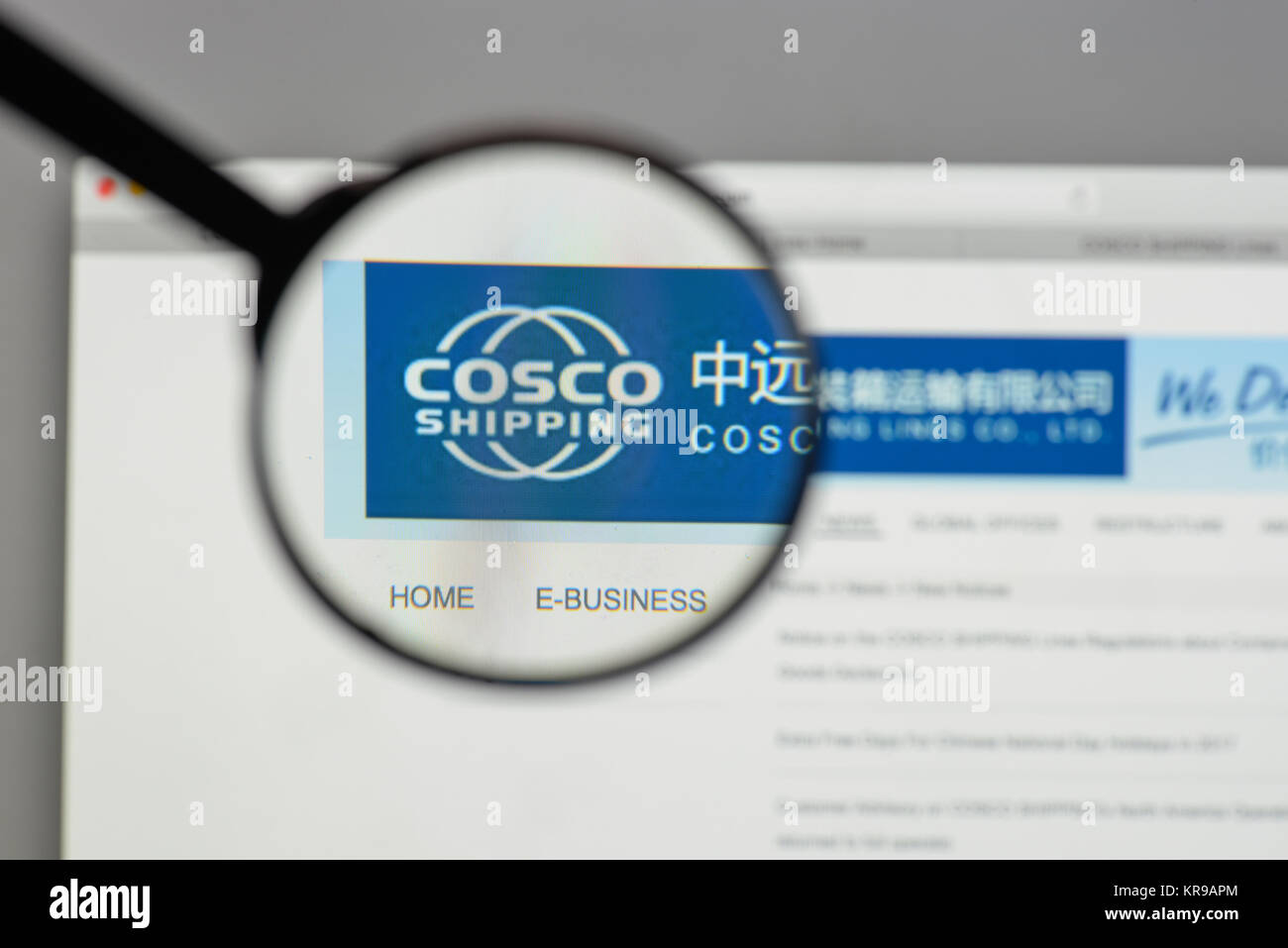 Milan, Italy - August 10, 2017: China COSCO Shipping logo on the ...