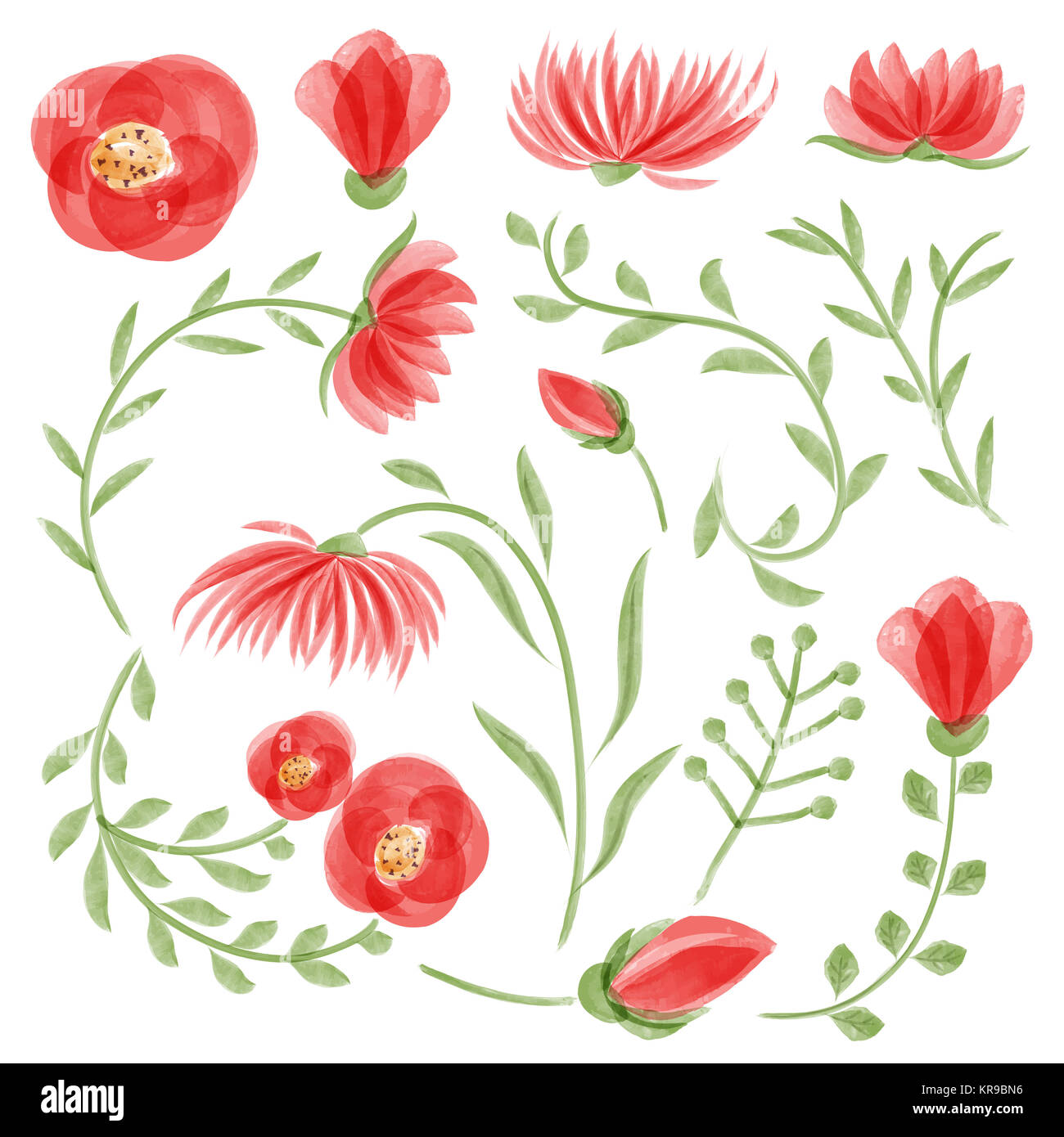 Watercolor shapes leaves Cut Out Stock Images & Pictures - Alamy