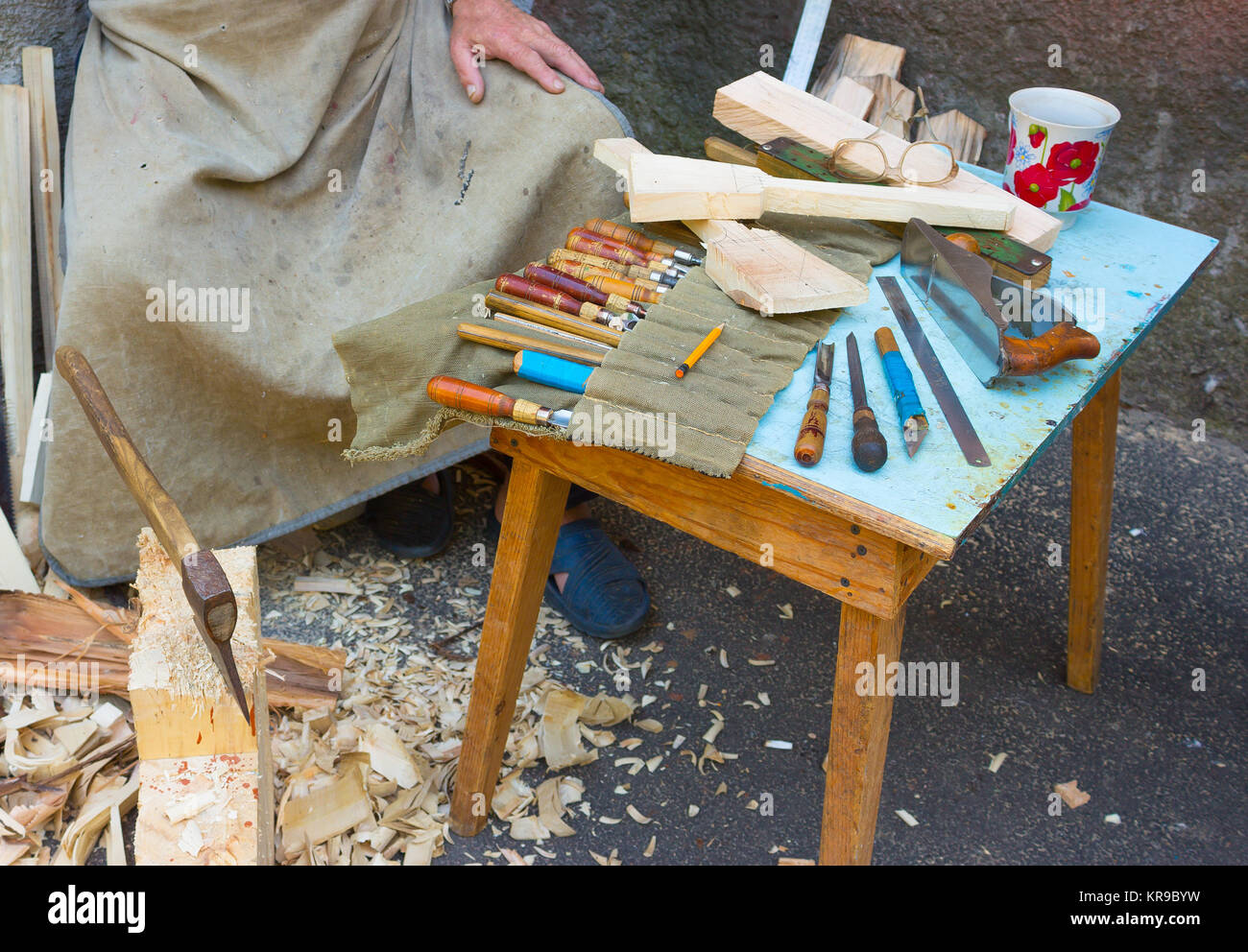 Tools of woodcarver Stock Photo - Alamy