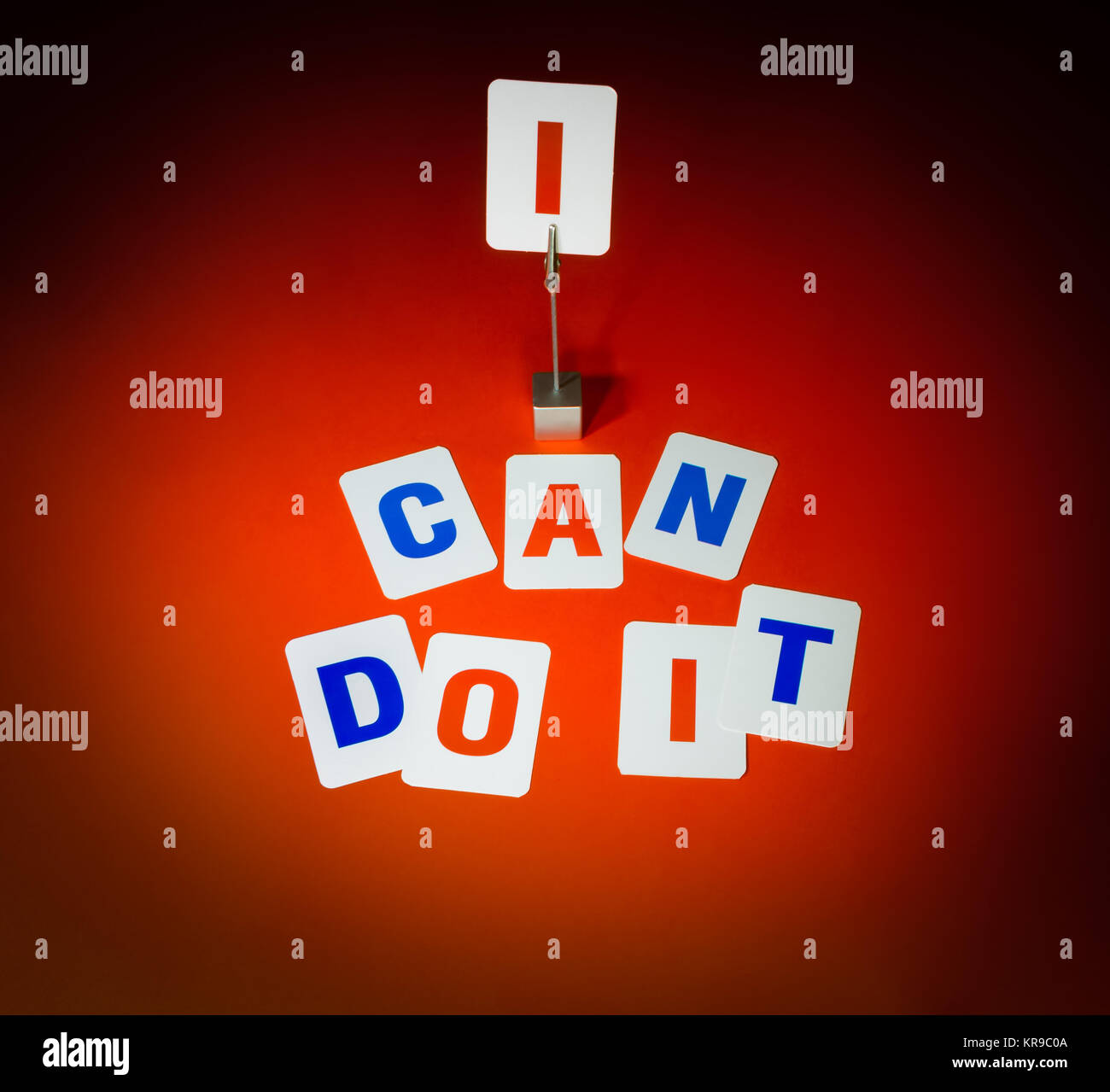 Text I can do it from cards on red background Stock Photo - Alamy