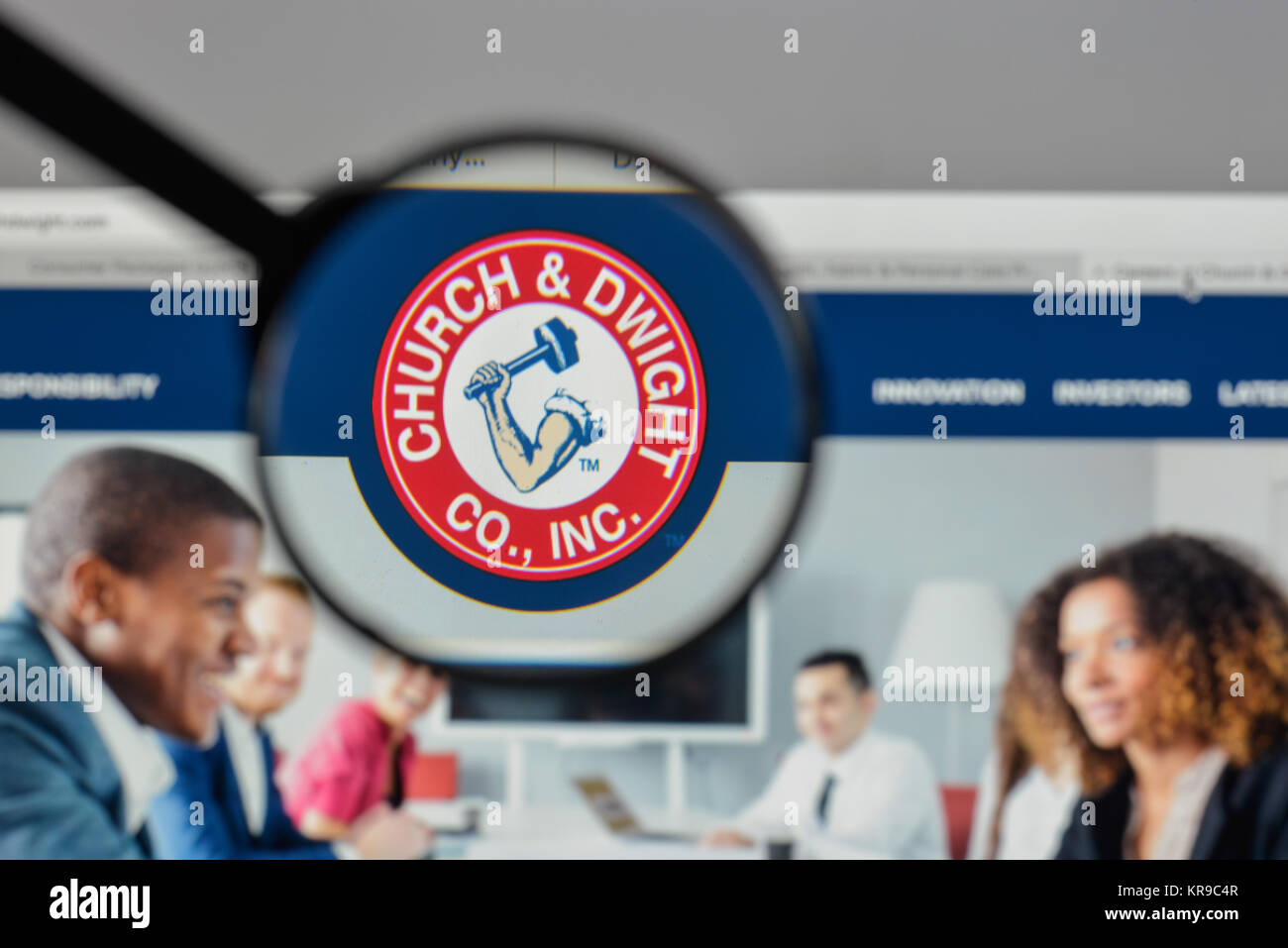 Milan, Italy - August 10, 2017: Church & Dwight logo on the website ...