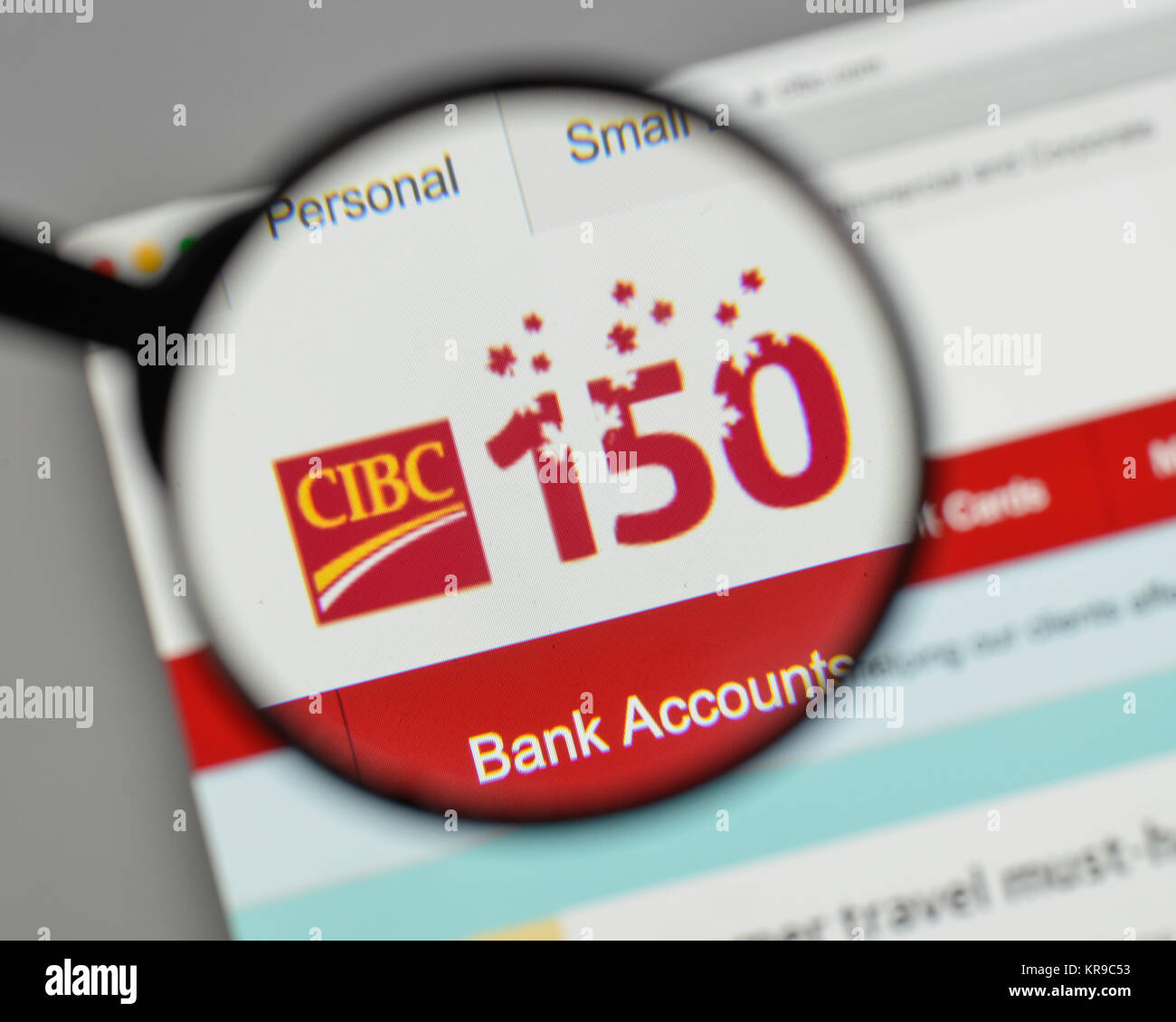 Milan, Italy - August 10, 2017: CIBC logo on the website homepage Stock ...