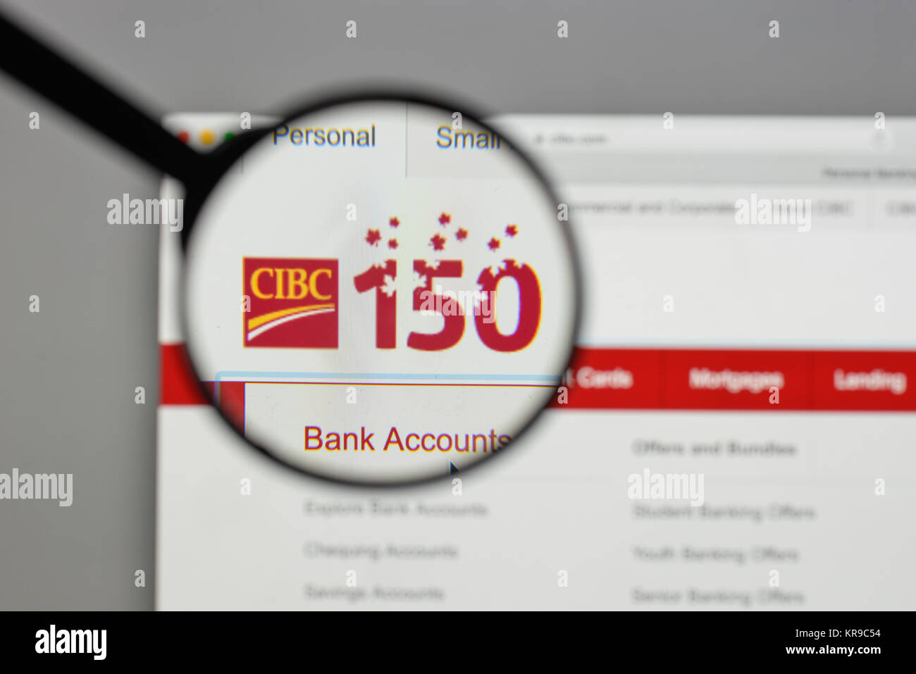 Milan, Italy - August 10, 2017: CIBC logo on the website homepage Stock ...