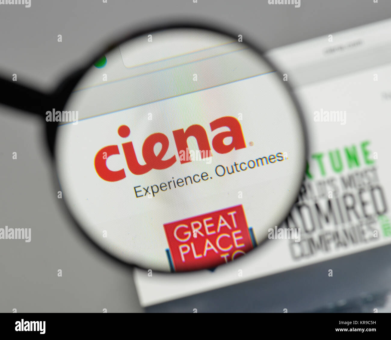 Milan, Italy - August 10, 2017: Ciena logo on the website homepage ...