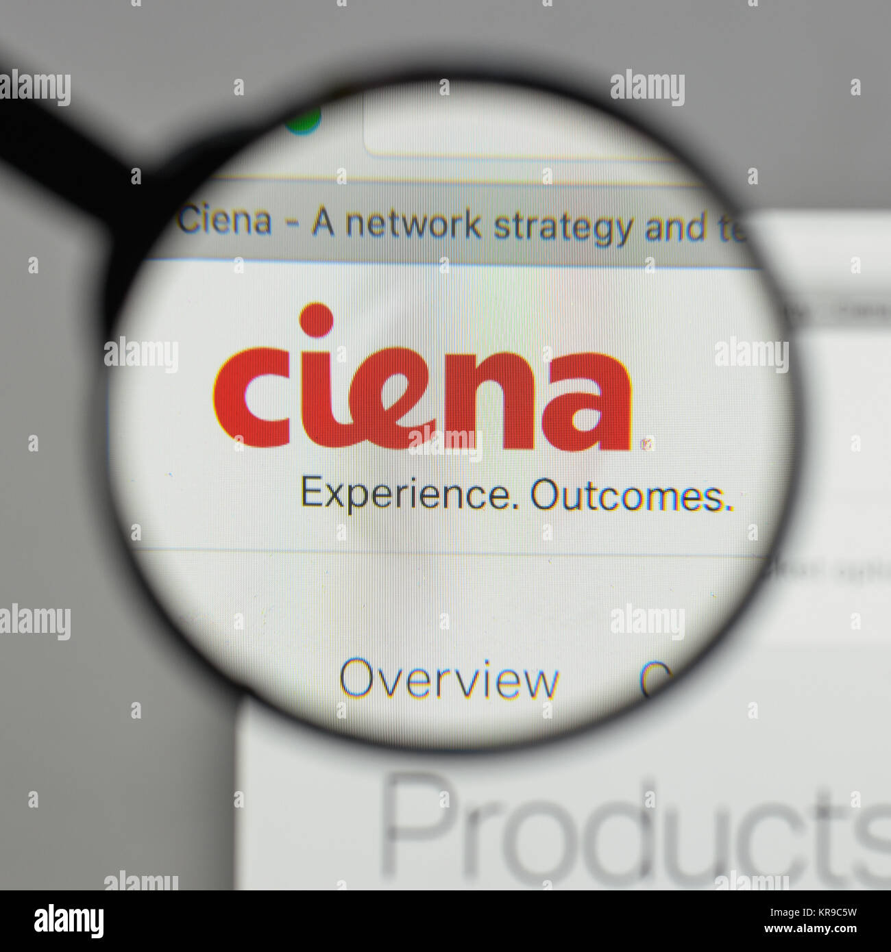 Milan, Italy - August 10, 2017: Ciena logo on the website homepage ...