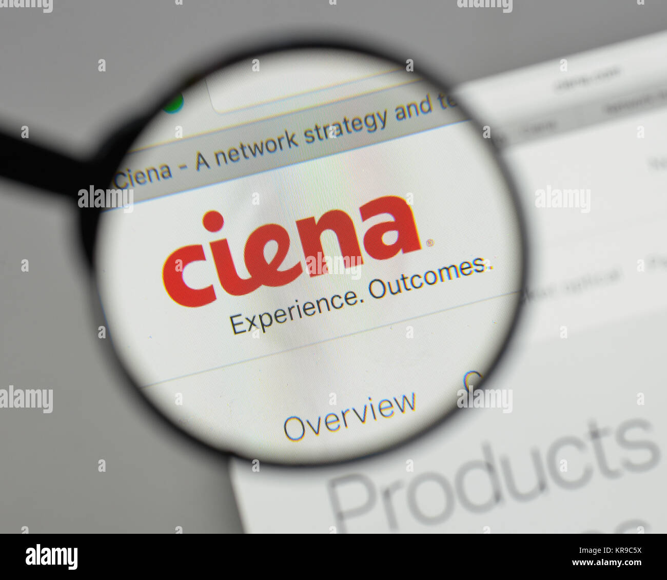 Milan, Italy - August 10, 2017: Ciena logo on the website homepage ...